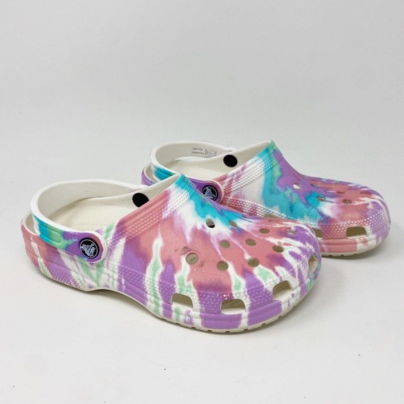 CROCS | Shoes | Crocs Classic Clogs Pink Blue Purple Tie Dye Sz 6 ...
